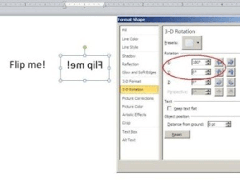 Rotate pictures in word