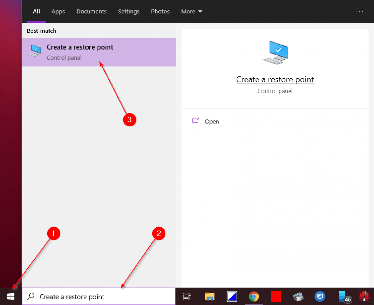 Delete individual restore points windows 7