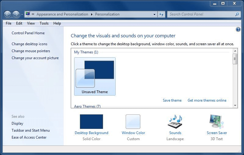 Windows 7 aero themes grayed out