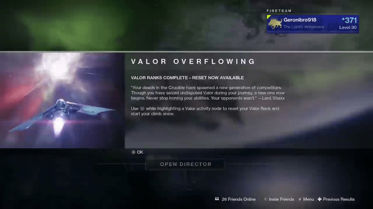 How to reset valor destiny 2