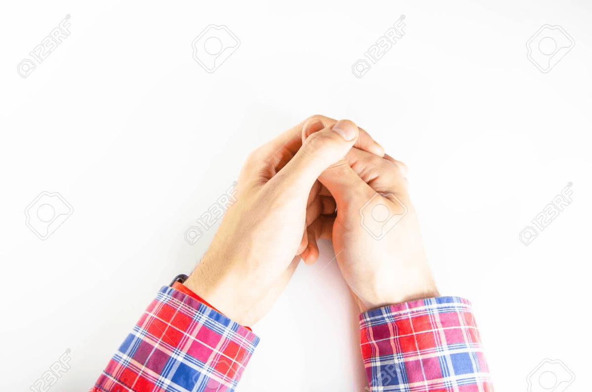 First person looking at hands