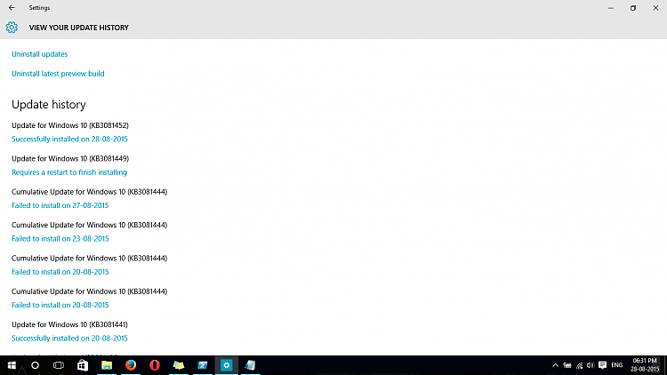 Windows 10 cumulative update failed
