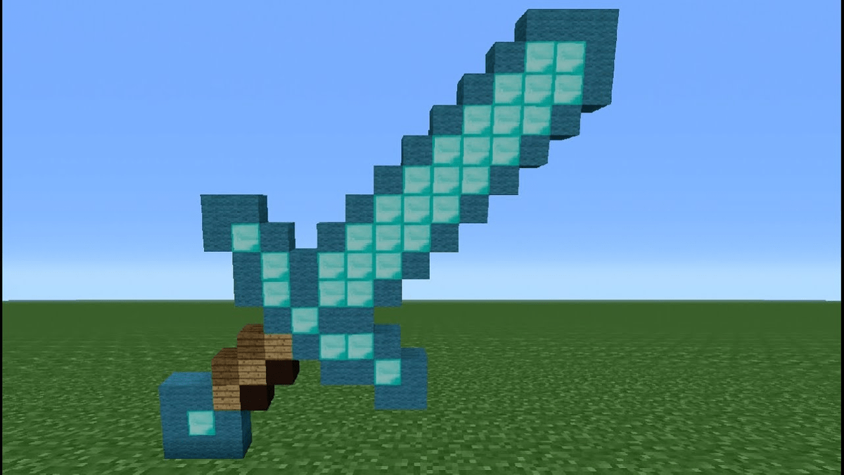 how to draw a diamond sword from minecraft step by step