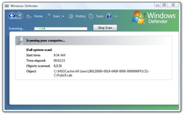 Run windows defender scan