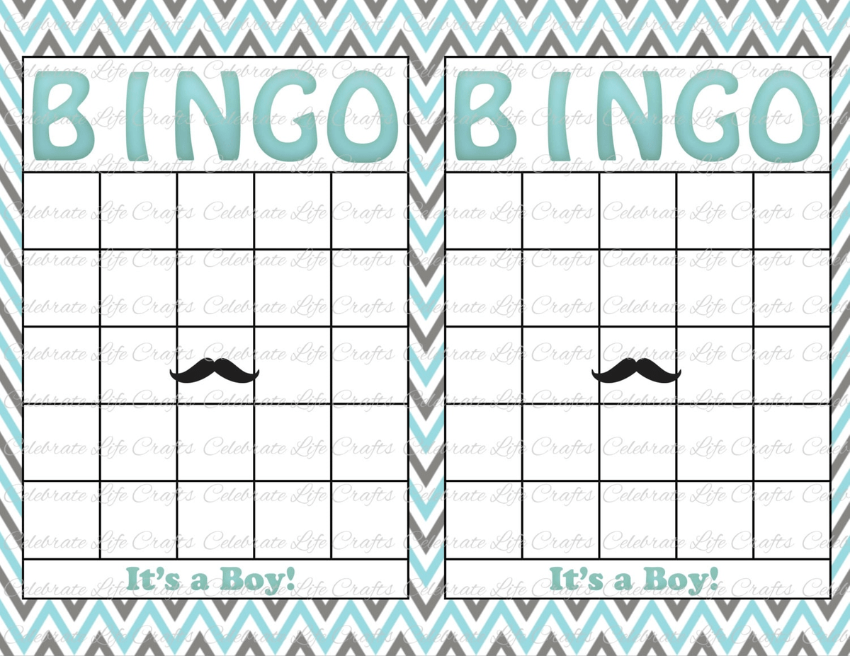 Baby shower bingo blank card template