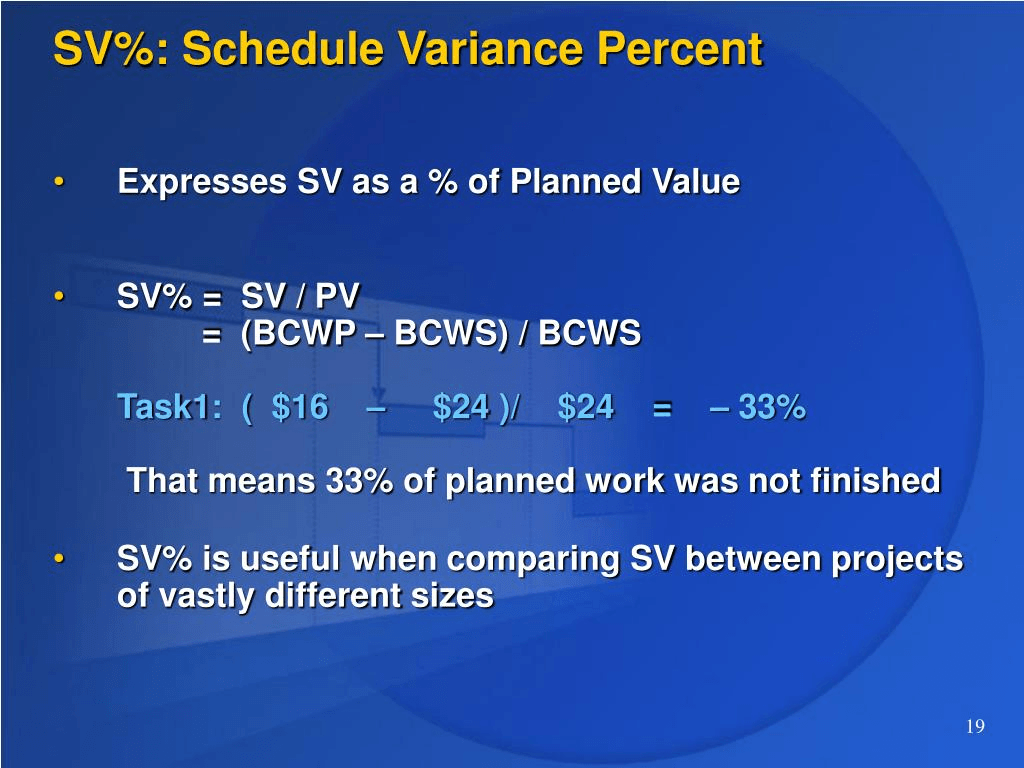 What does high schedule variance mean