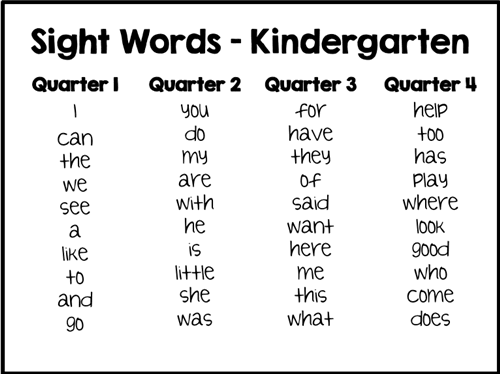 the sight word examples