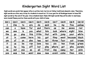 the sight word examples
