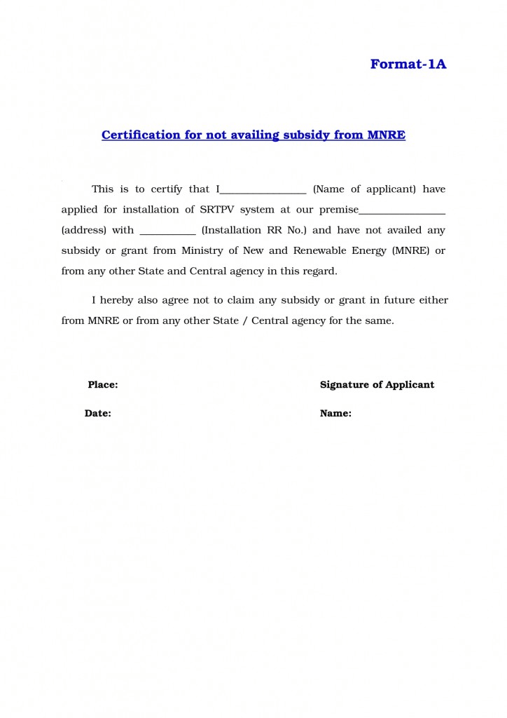 Cea self declaration form