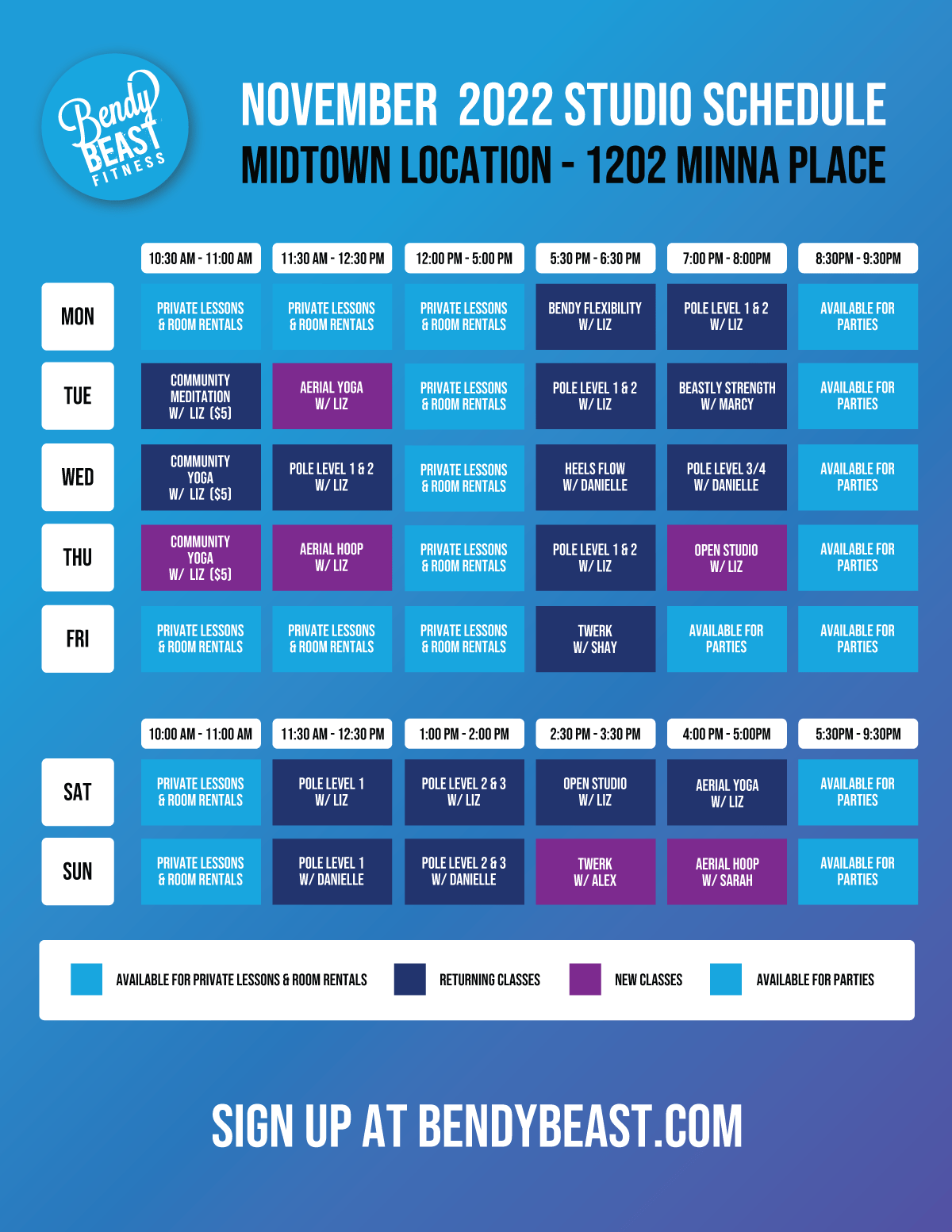 November 2022 CLASS SCHEDULE - Class Schedules
