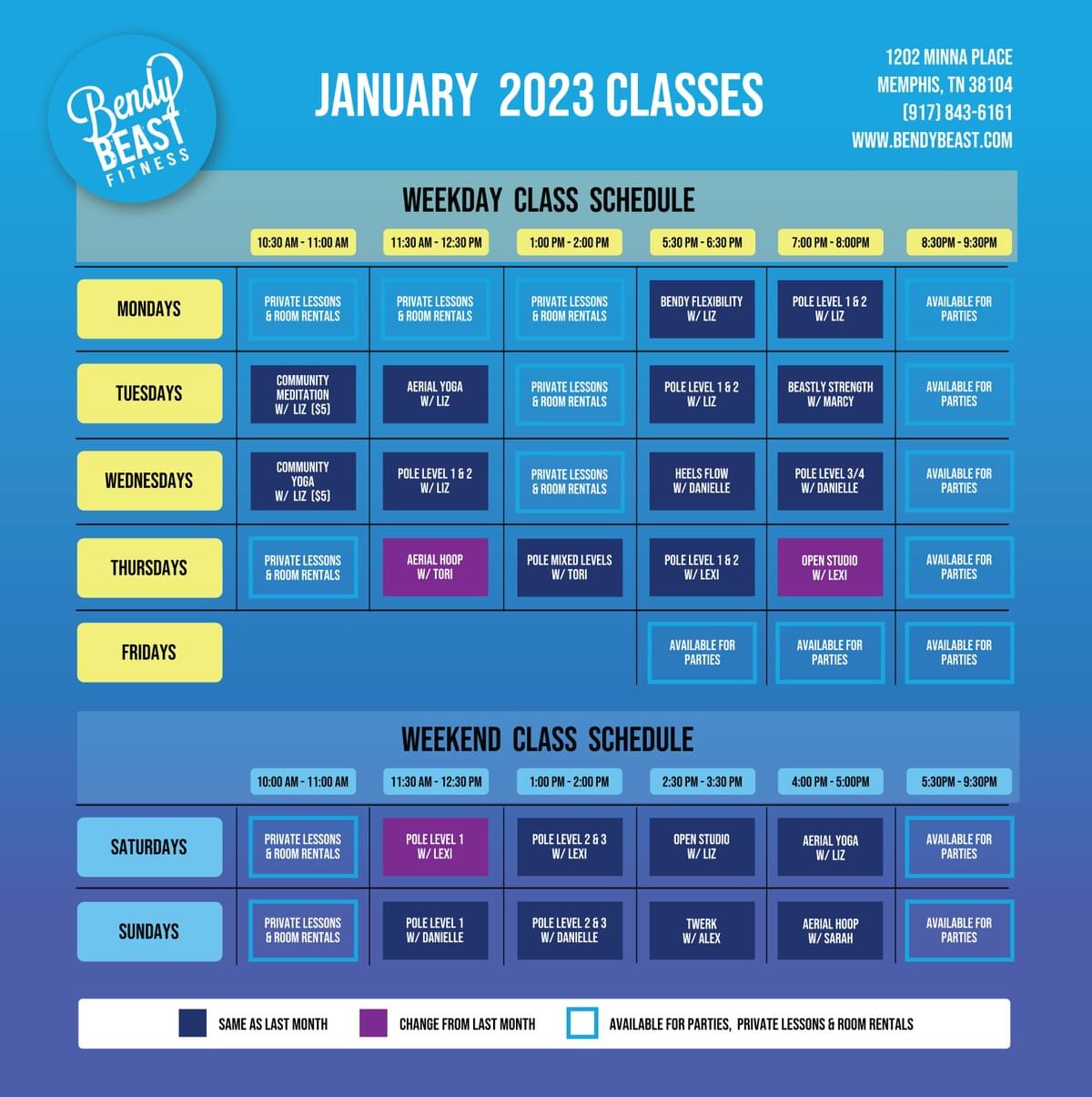 January 2023 CLASS SCHEDULE - Class Schedules