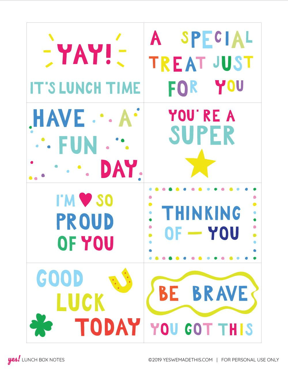 Printable lunch box notes spring