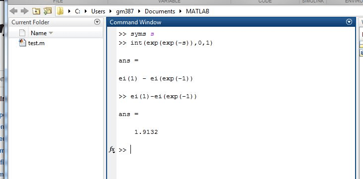 Integrating functions in matlab