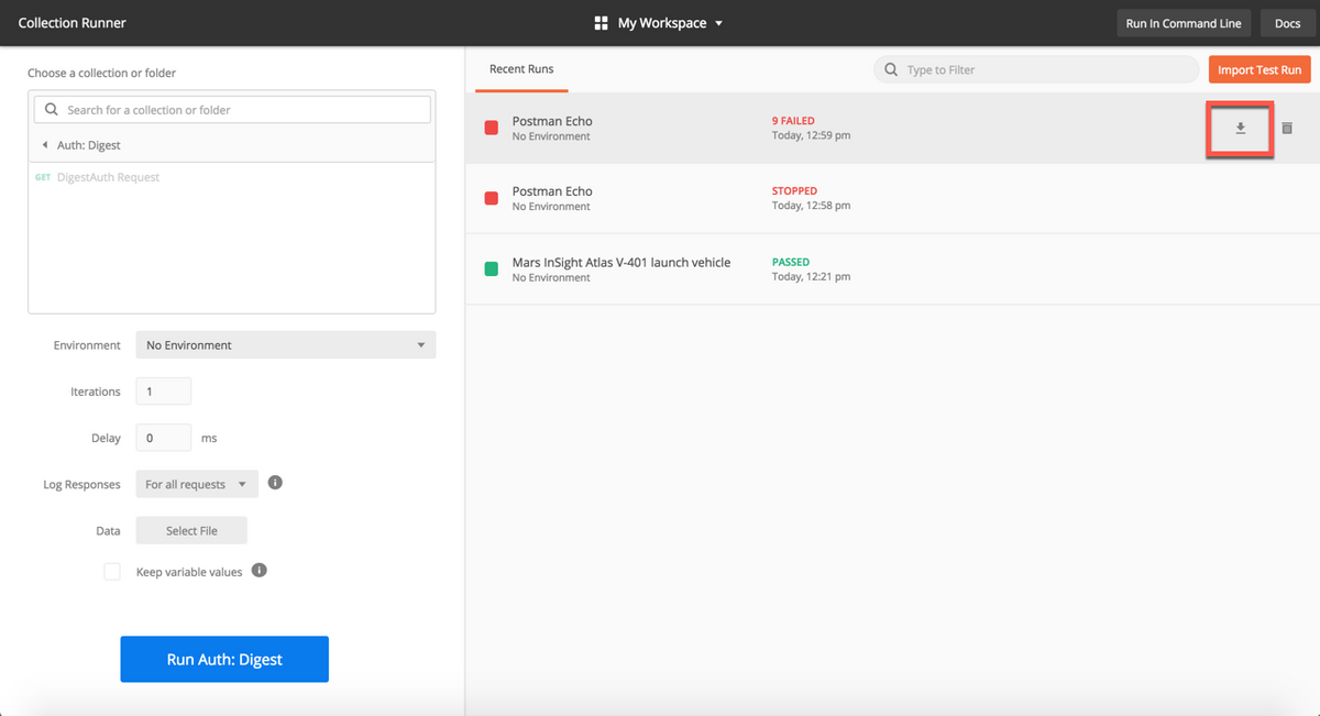 Exporting postman collection