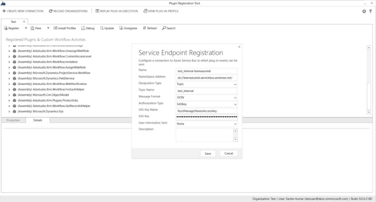 Registering Service Endpoint for Azure Service Bus Topi...