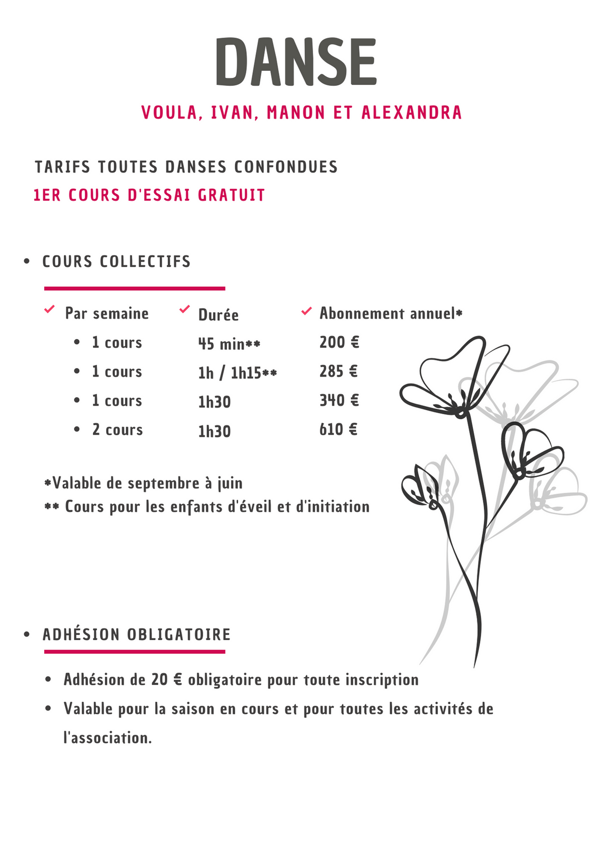 Les tarifs - Dyade Studio / Danse Pilates