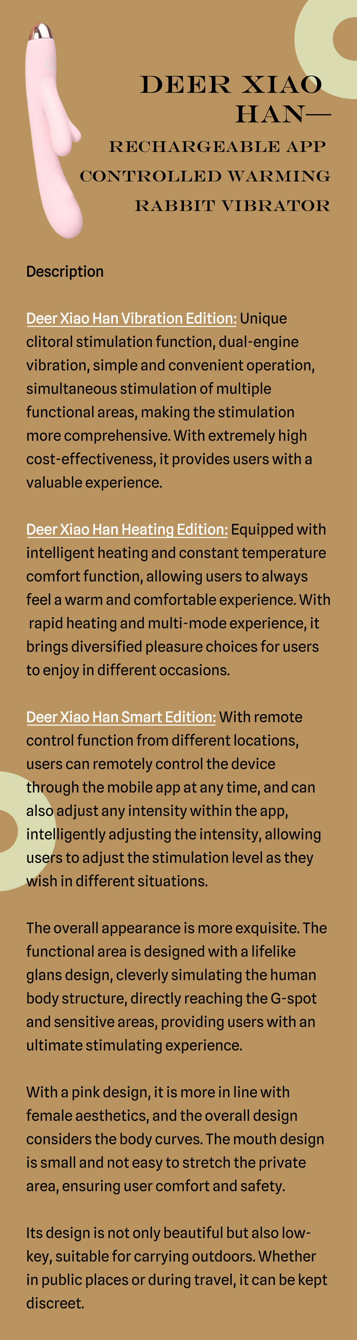 Deer Xiao Han—Rechargeable App Controlled Warming Rabbit Vibrator