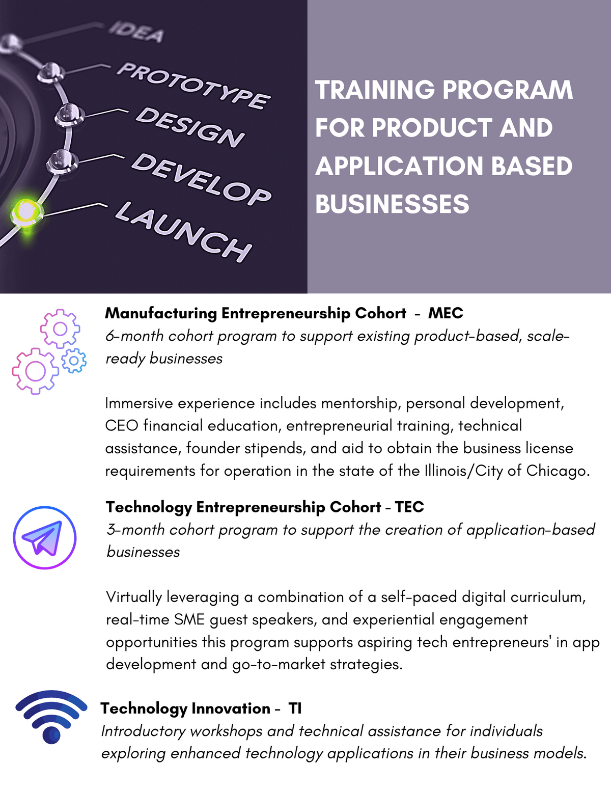 Support for Entrepreneurs in Tech & Manufacturing