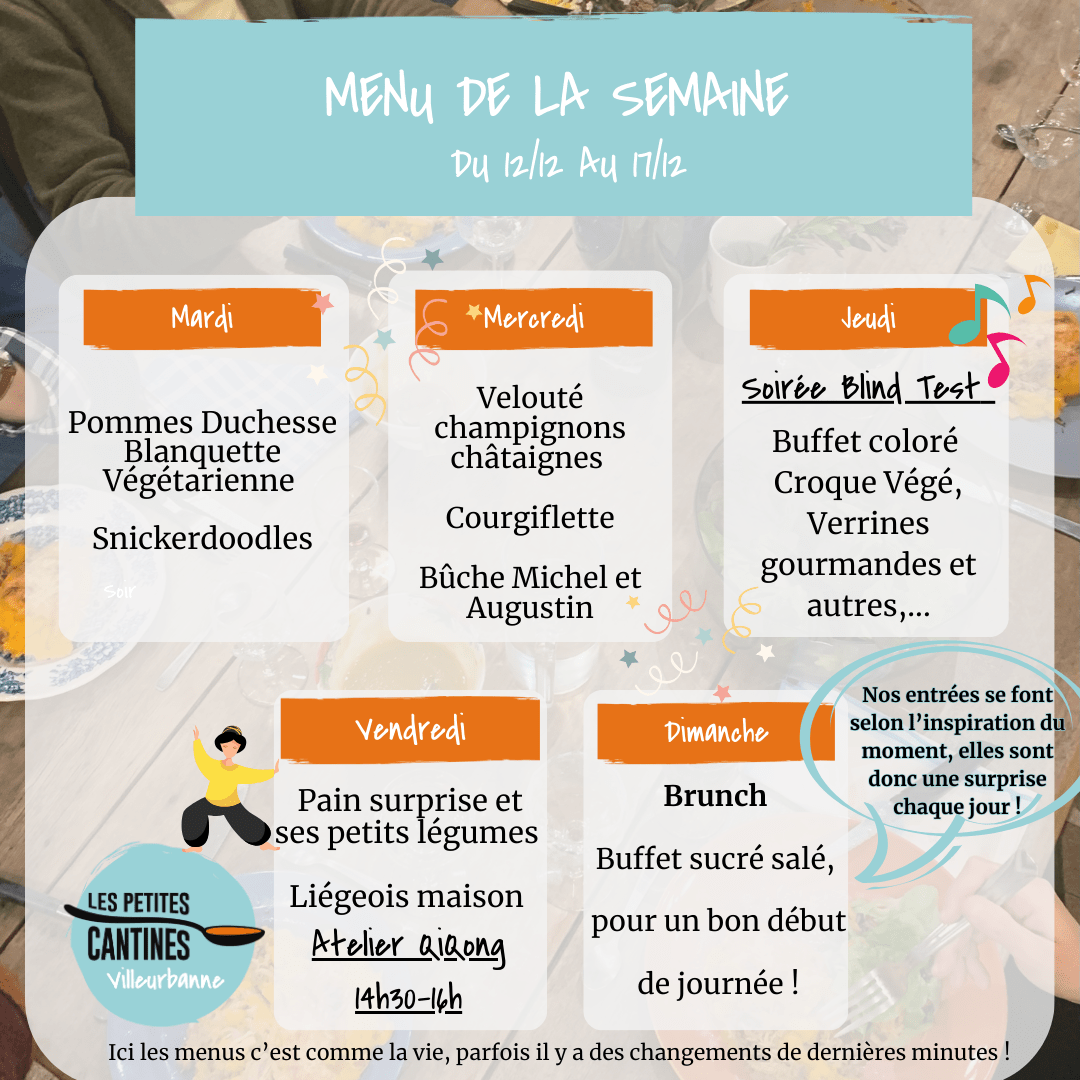 Menu - Les Petites Cantines Villeurbanne : la cantine de quartier pour ...