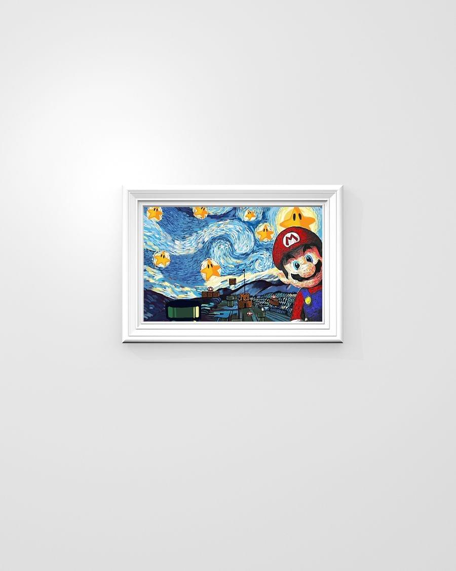 [AUTHENTIC] Super Mario Starry Night Van Gogh Poster
