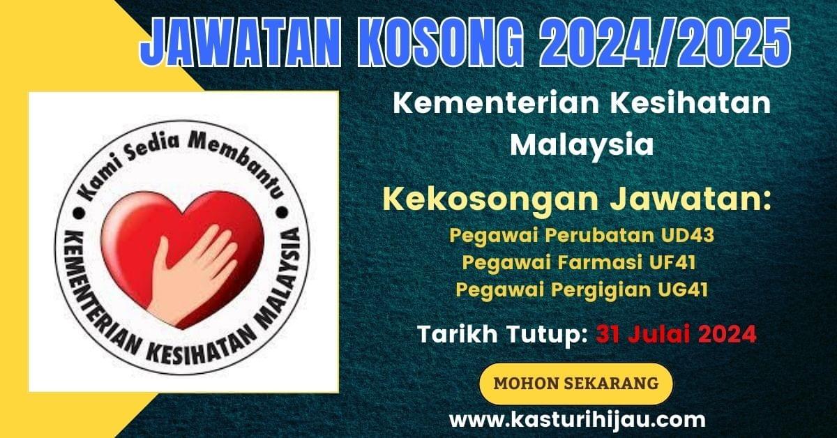 Jawatan Kosong KKM: Pegawai Perubatan UD43, Farmasi UF4...
