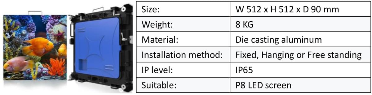 Outdoor Rental P8 LED Display Backdrop LED Screen Panel 512x512 mm