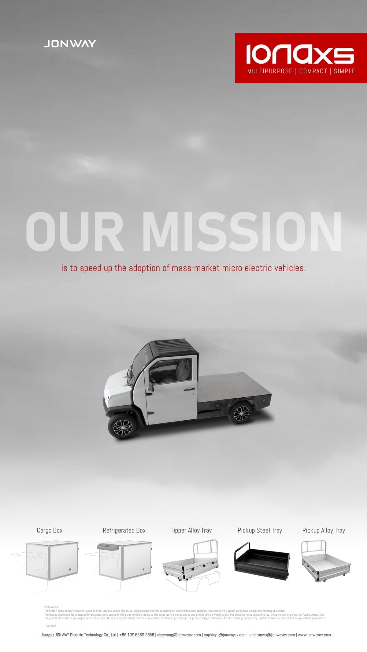 Jonway EV - Vehicle specifications