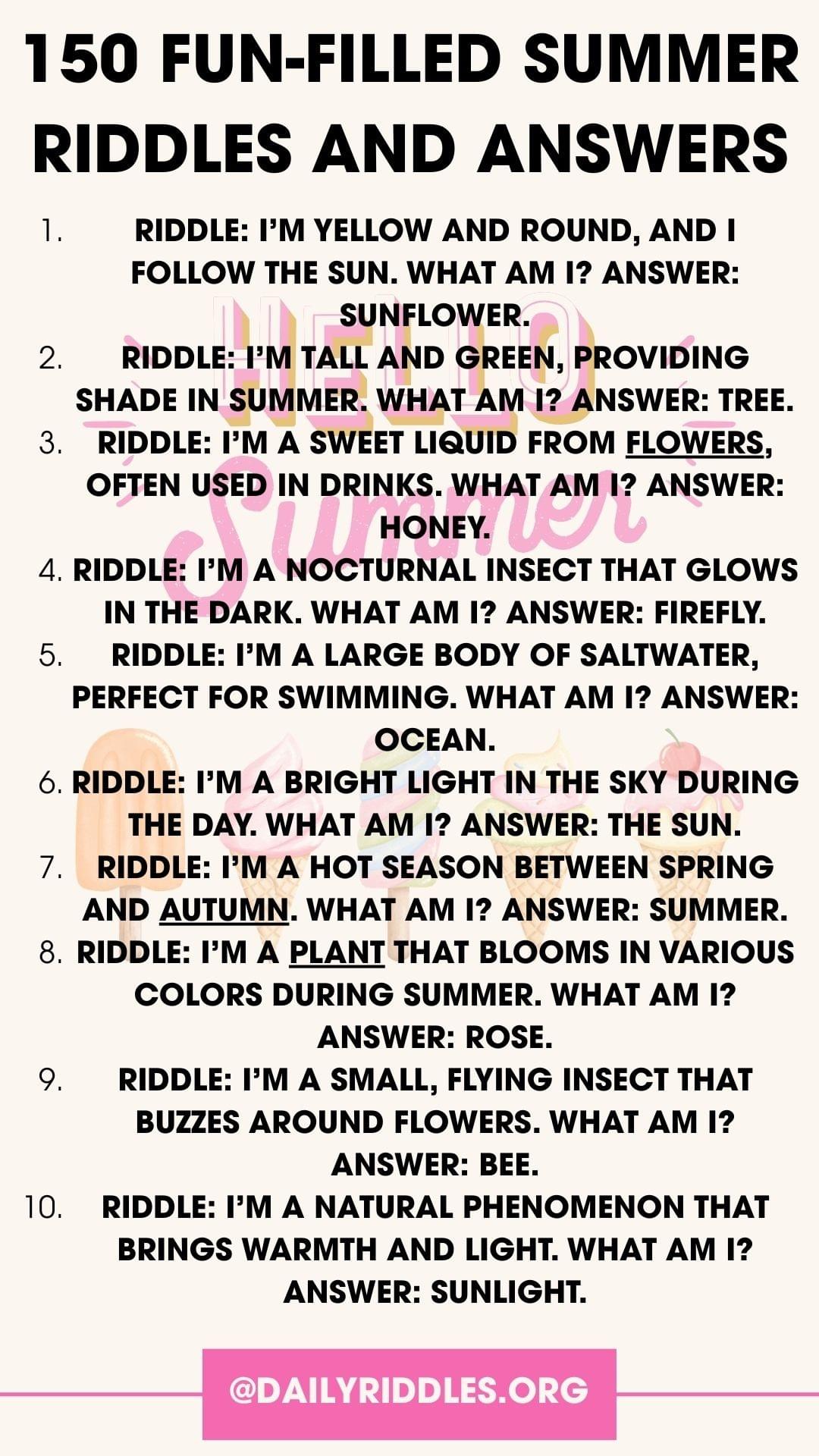 150 Fun-Filled Summer Riddles and Answers