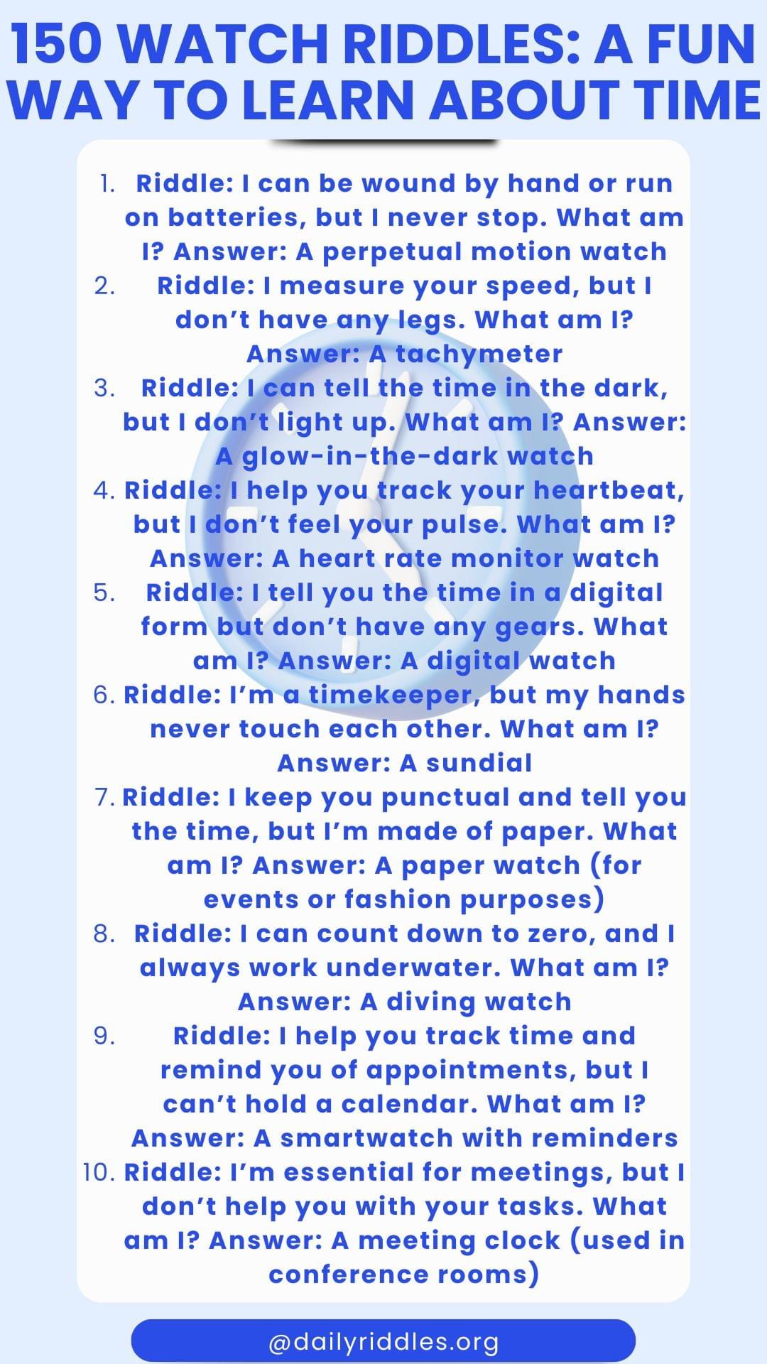 150 Watch Riddles: A Fun Way to Learn About Time