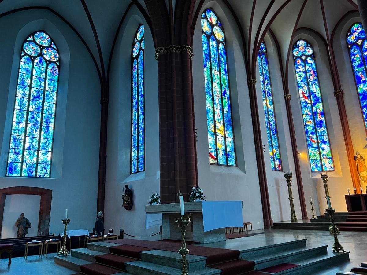 德奧建築藝術見學-- 美因茲Mainz 夏卡爾的藍色教堂（St. Stephen's Church, Main...