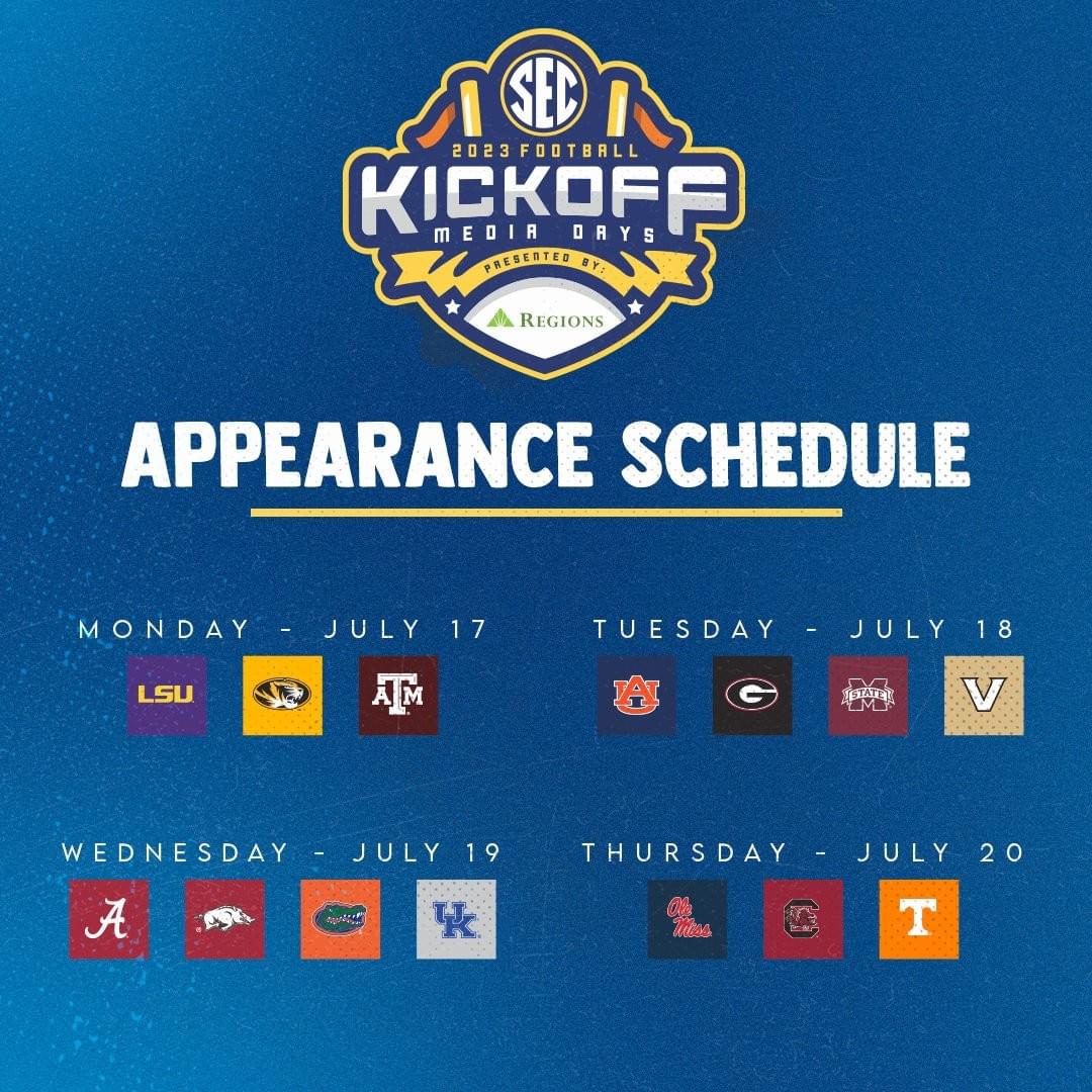 SEC announces Appearance Schedule for 2023 Football Med...