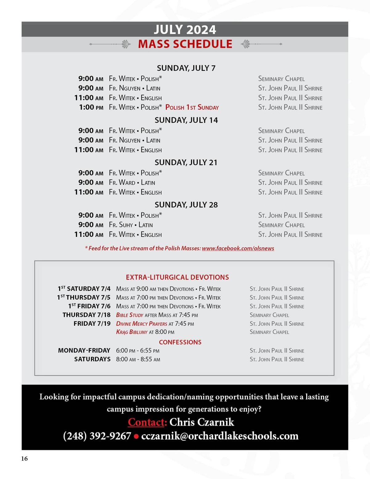 Liturgy Schedule - Liturgical Center Copy
