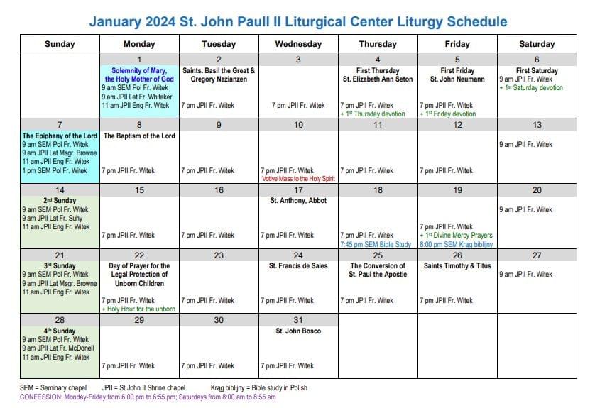 Liturgy Schedule - Liturgical Center Copy