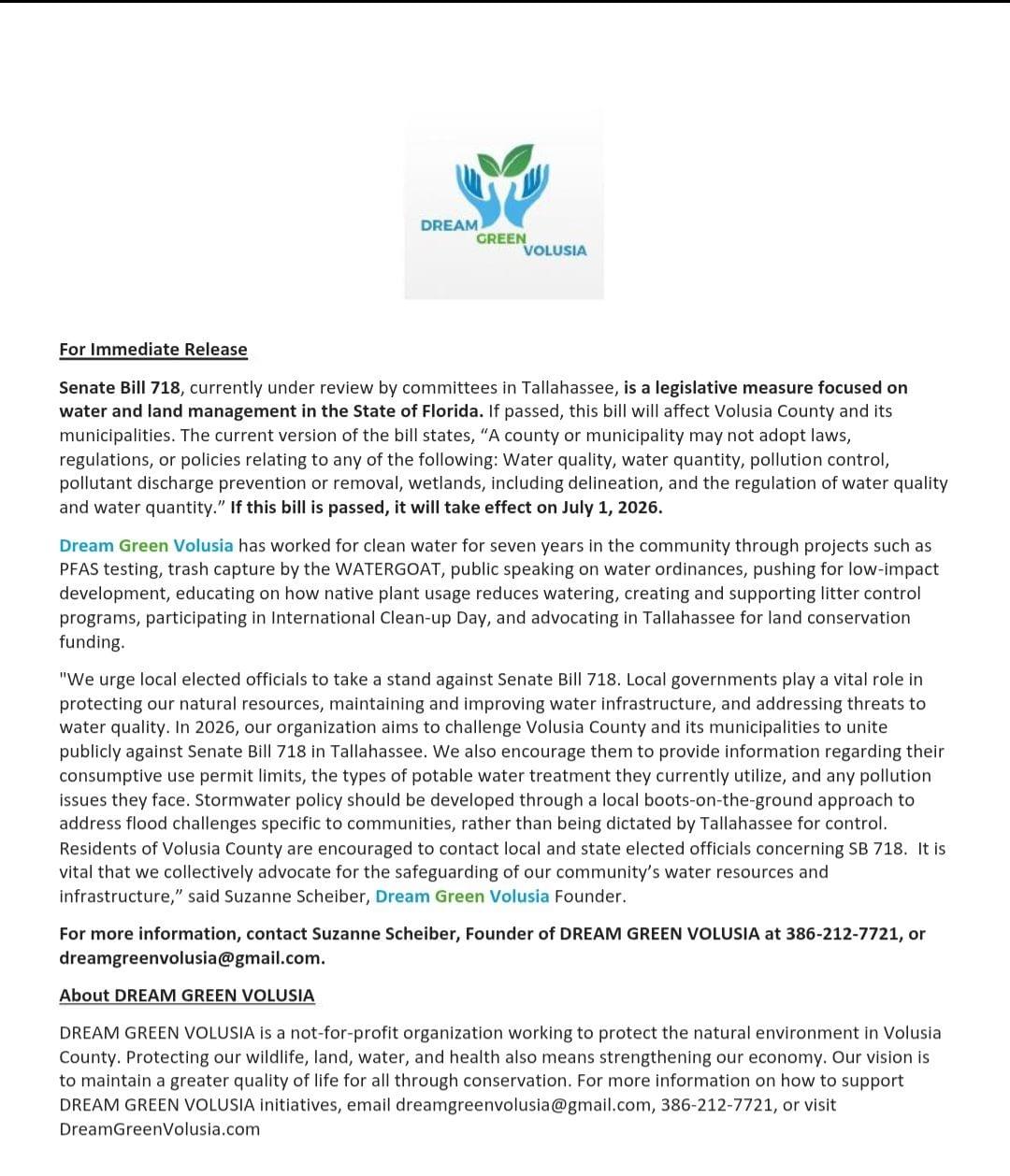 Volusia Environmental Advocates Sound Alarm Over Senate...