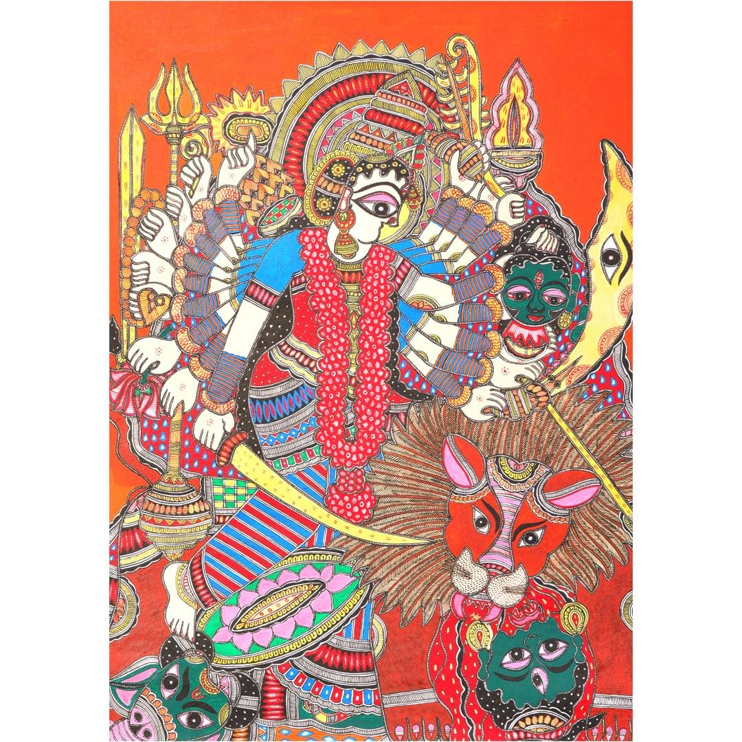 Madhubani Paintings of Flok Art The Warrior Goddess - D...