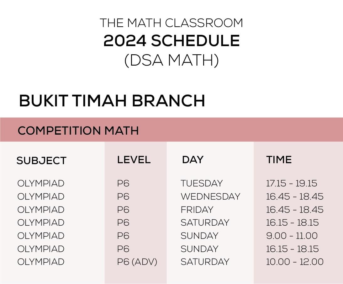 2024 Schedule (DSA) - The Math Classroom