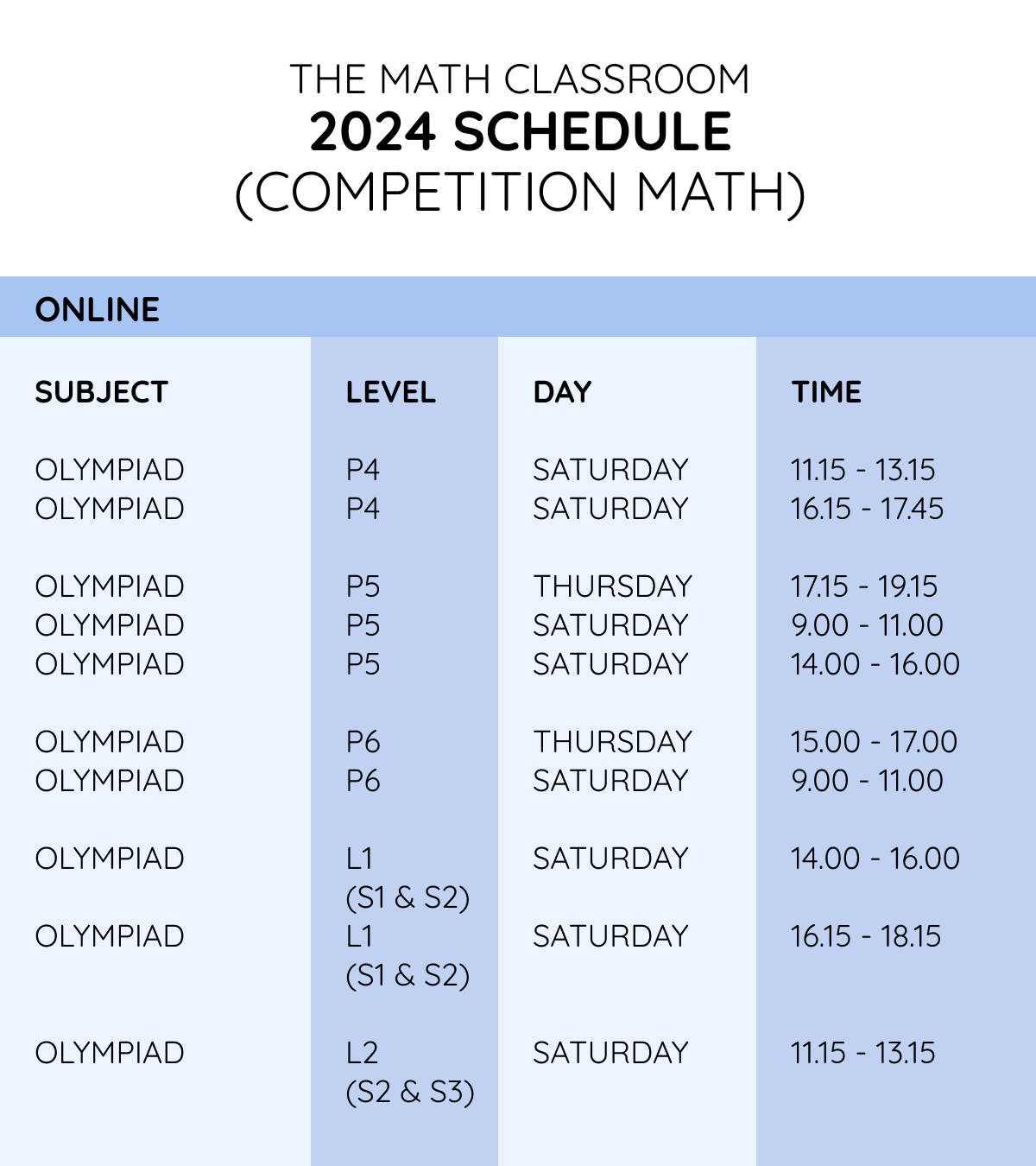 2024 Schedule (CM) - The Math Classroom