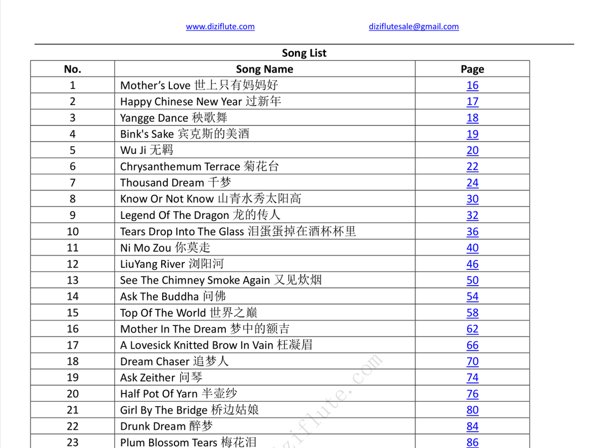 Free Songs Notation Score Book ( Chinese Bamboo Flute Finger Chart ...
