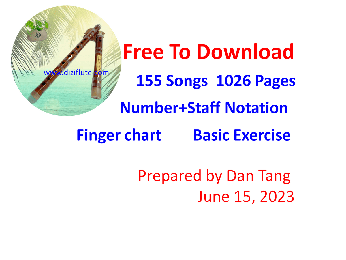 Free Songs Notation Score Book ( Chinese Bamboo Flute Finger Chart ...