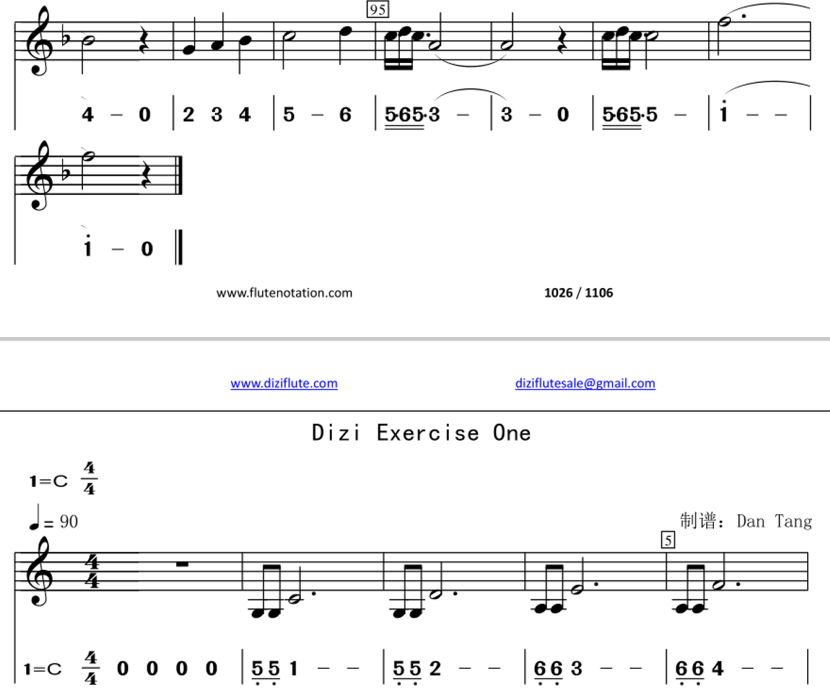 Free Songs Notation Score Book ( Chinese Bamboo Flute Finger Chart ...