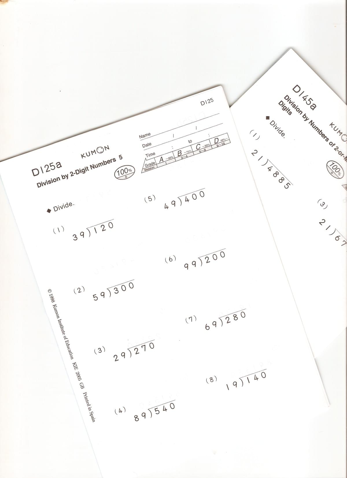 Kumon Math Answer Book Level J