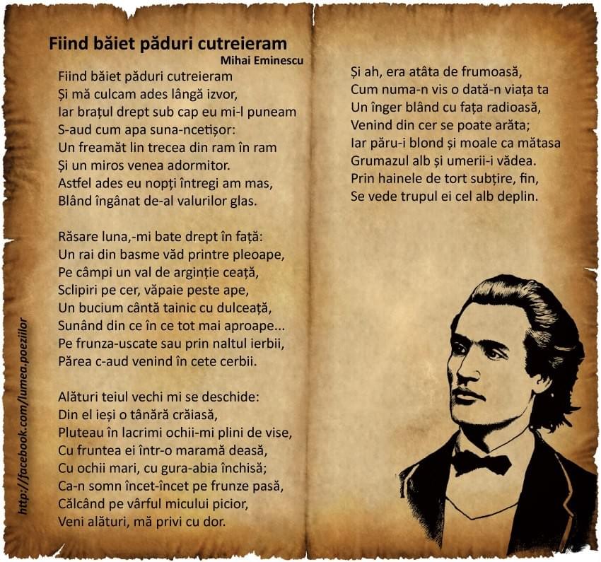 Fiind Baiet Paduri Cutreieram De Mihai Eminescu Comen...