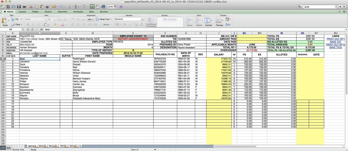 Philhealth Rf1 Form Excel Format.zip