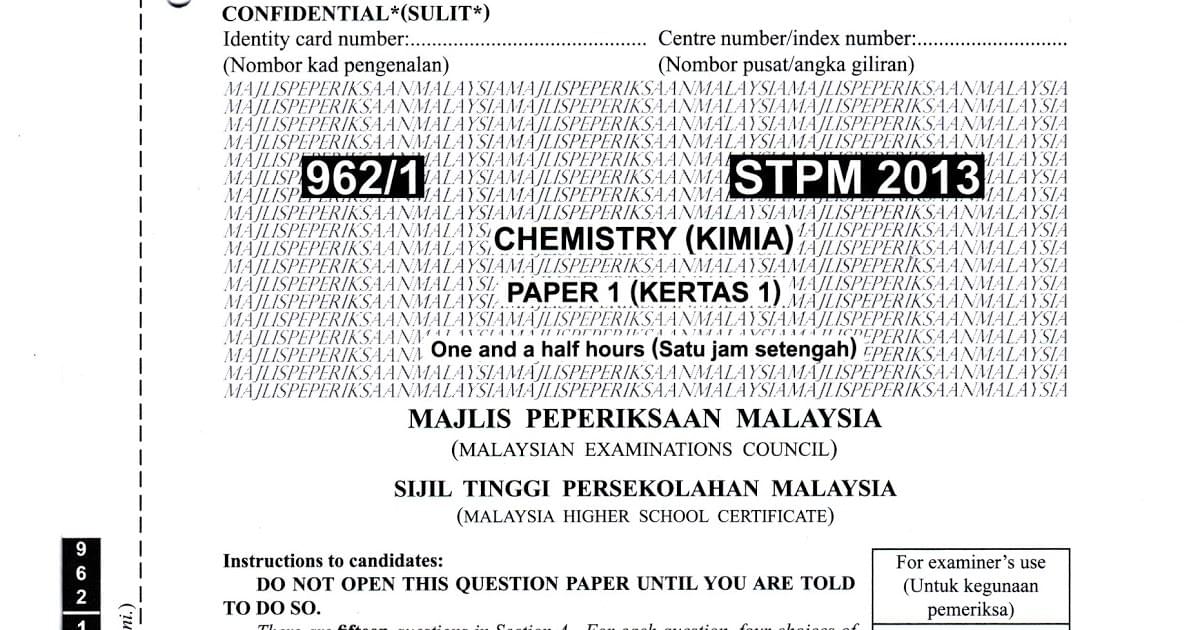 Stpm Chemistry Past Year Papers