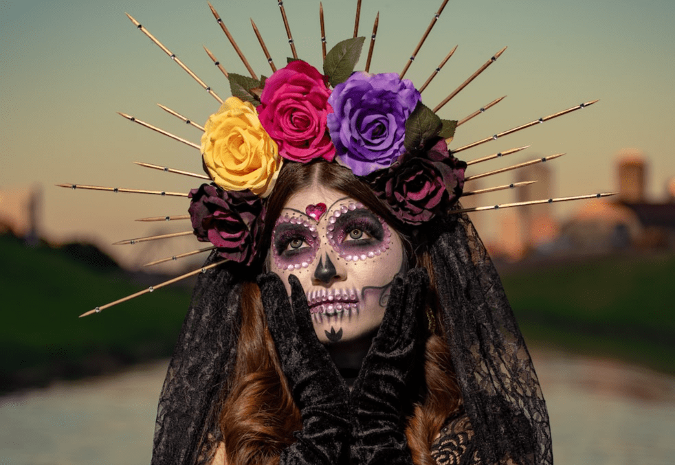 The Skeletons lead the procession, Romeo & Juliet hold ...