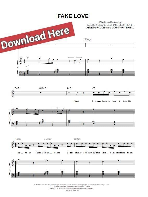 Drake Fake Love Sheet Music, Chords, Piano Notes