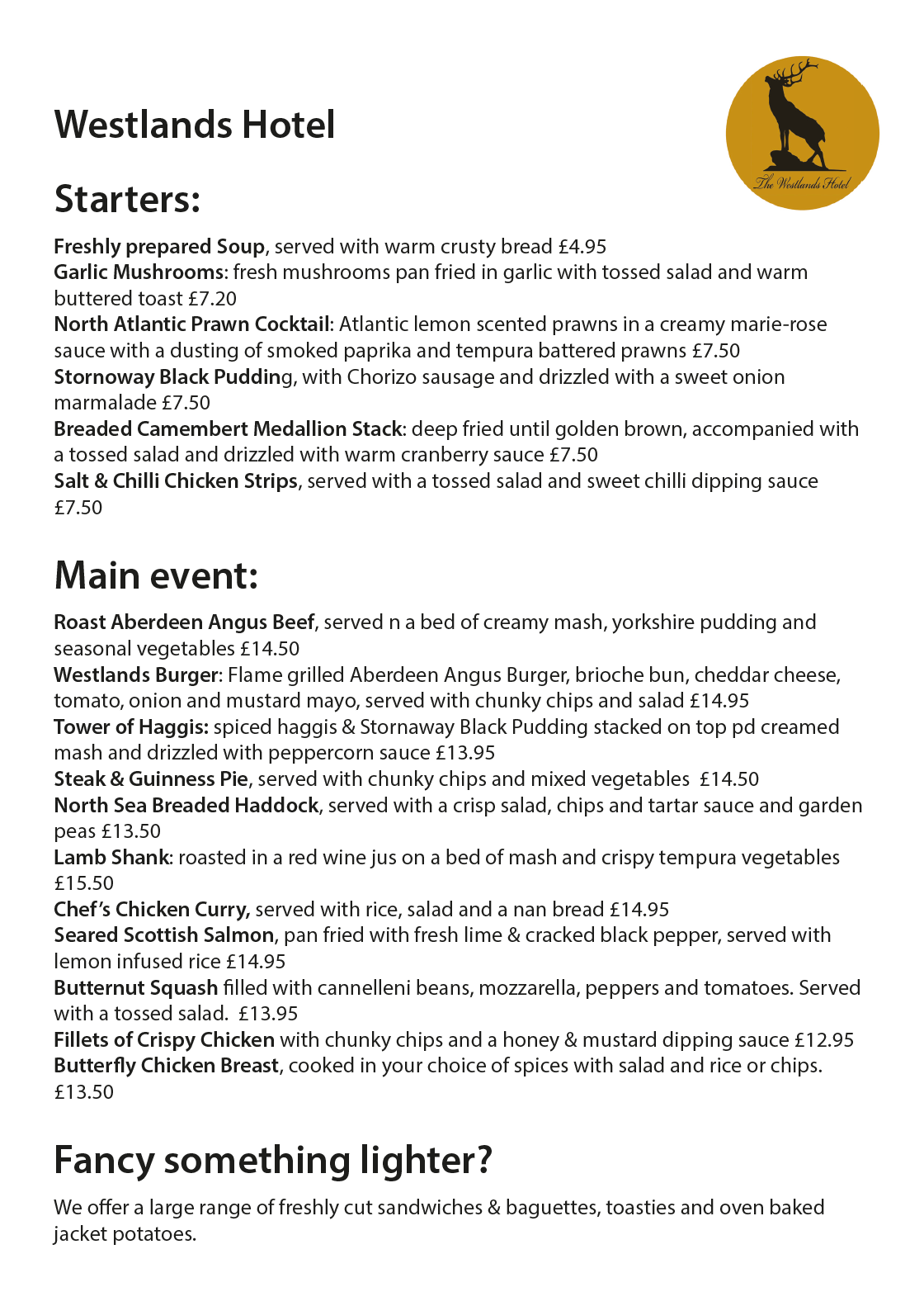Eat - The Westlands Hotel Dunblane