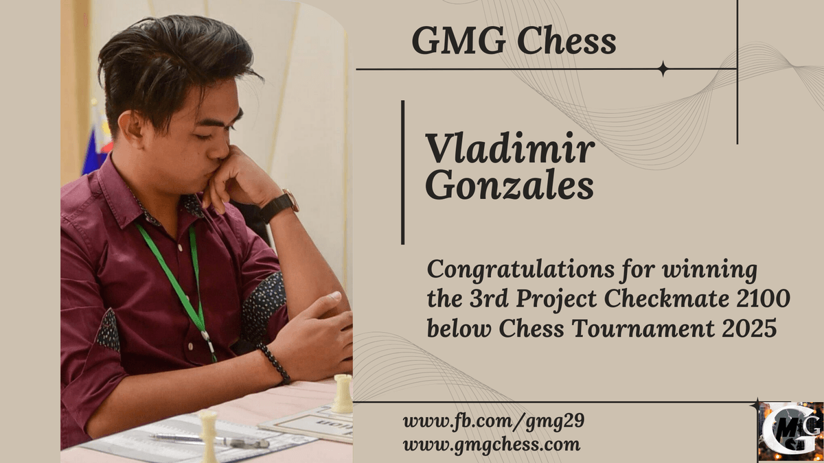 Vladimir Gonzales wins 3rd Project Checkmate 2100 below...