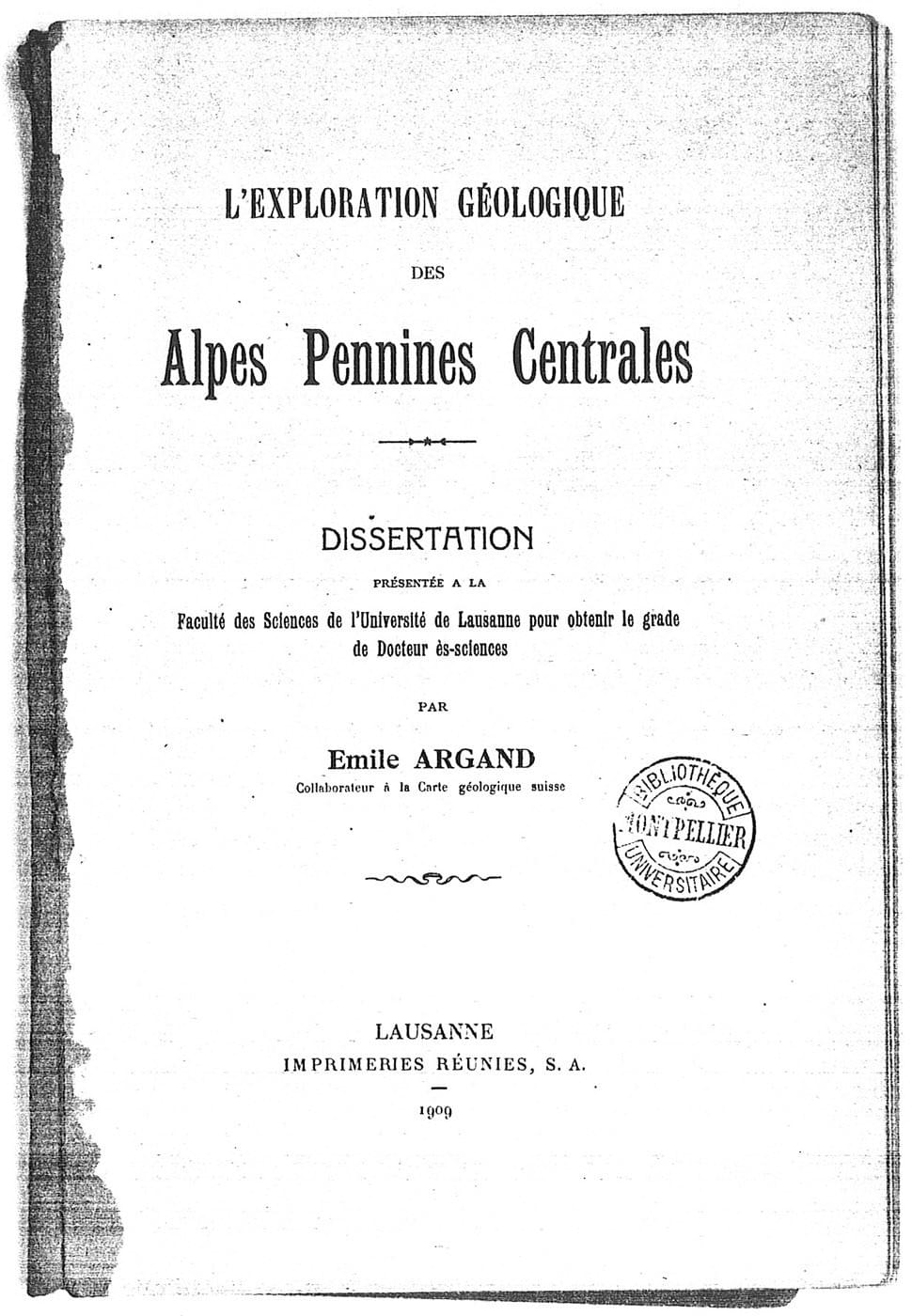 The Pennine Alps by Emile Argand - Geological section A...