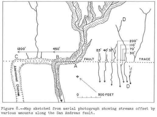 Stream offsets on San Andreas Fault - active fault San ...